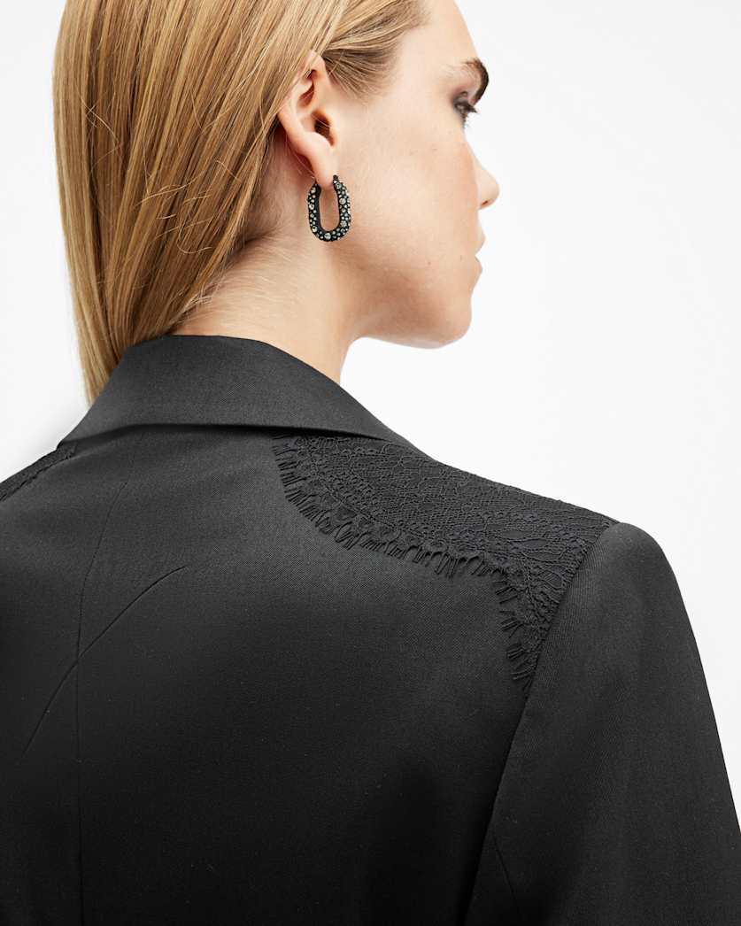 Lacey Tailored Lace Trim Blazer Black | ALLSAINTS